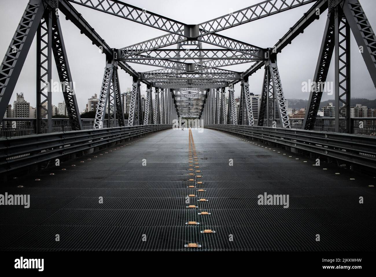 A closeup of a metal suspension bridge Stock Photo - Alamy