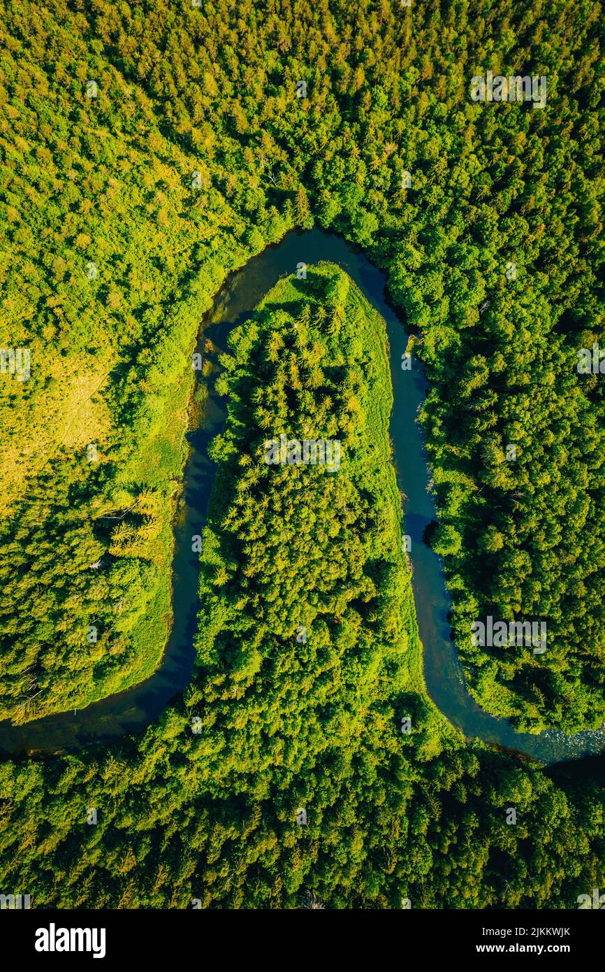 Aerial view meandering river flowing hi-res stock photography and ...