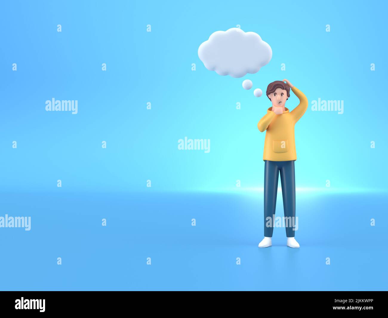 Isolated Thinking Gesture. 3D Illustration Stock Photo - Alamy