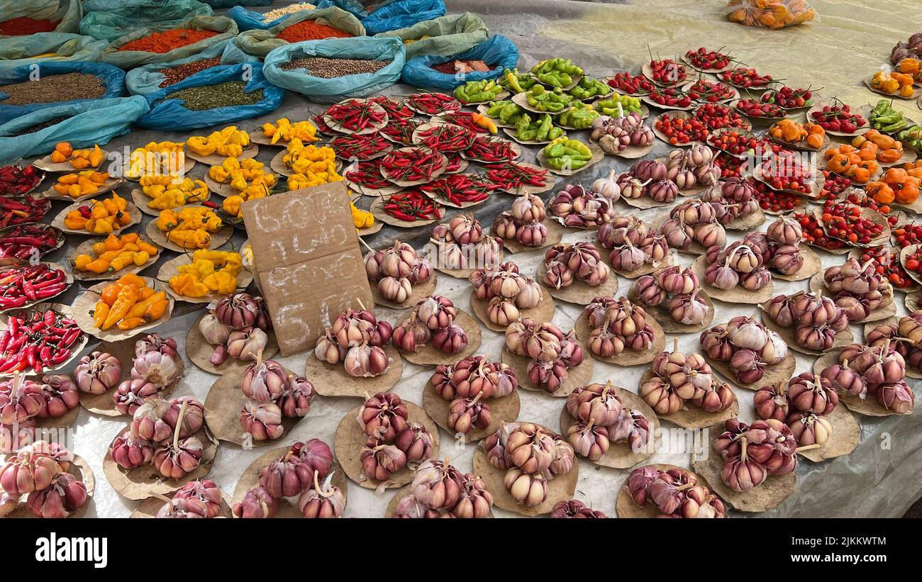 The vegetables and spices at Brazilian street market Stock Photo - Alamy