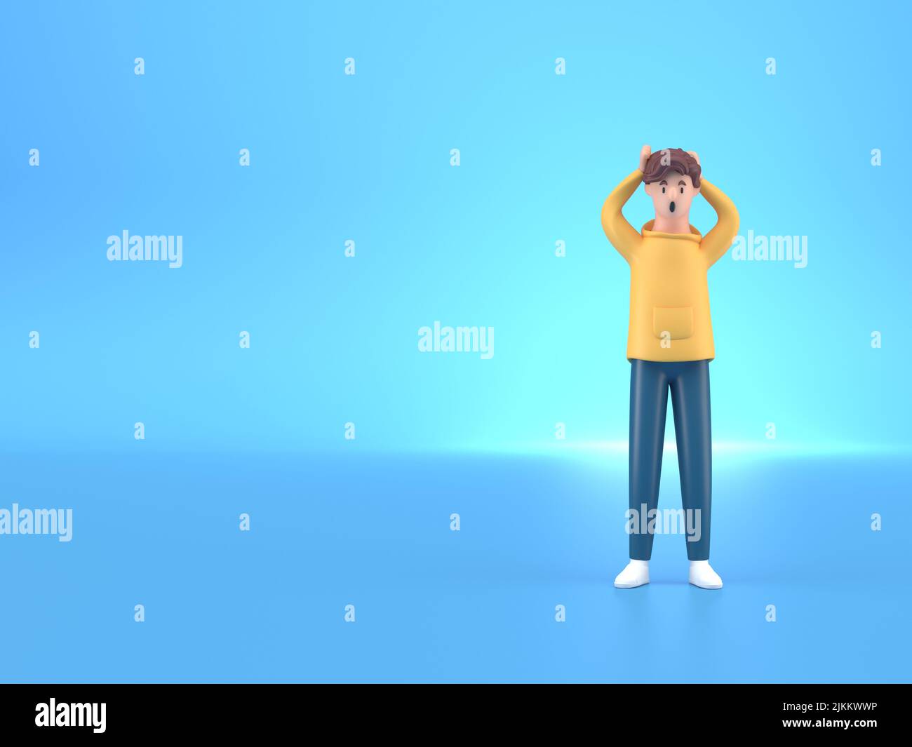 Isolated Surprised Man. 3D Illustration Stock Photo - Alamy