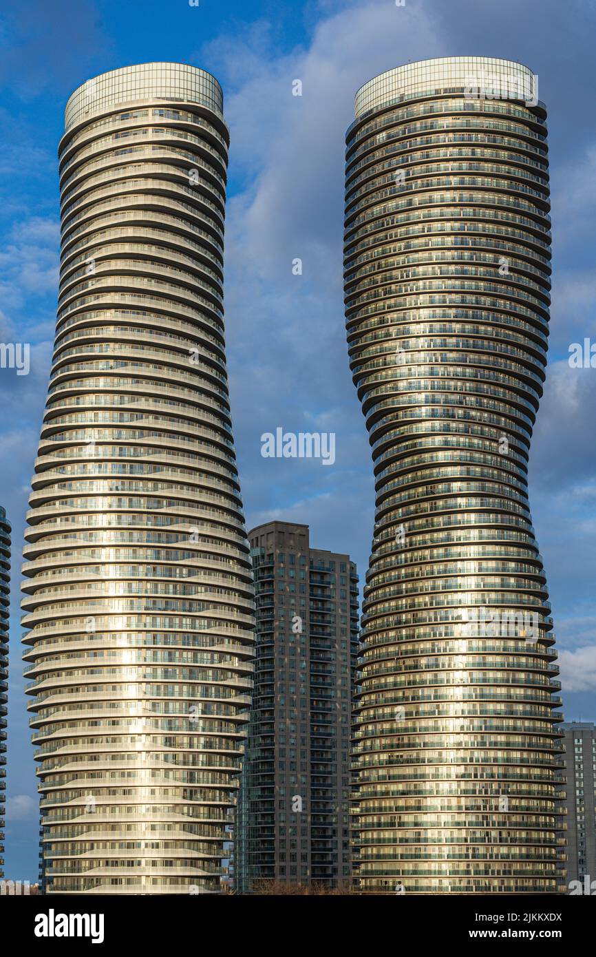 A view of Absolute World twin tower residential skyscraper complex in ...