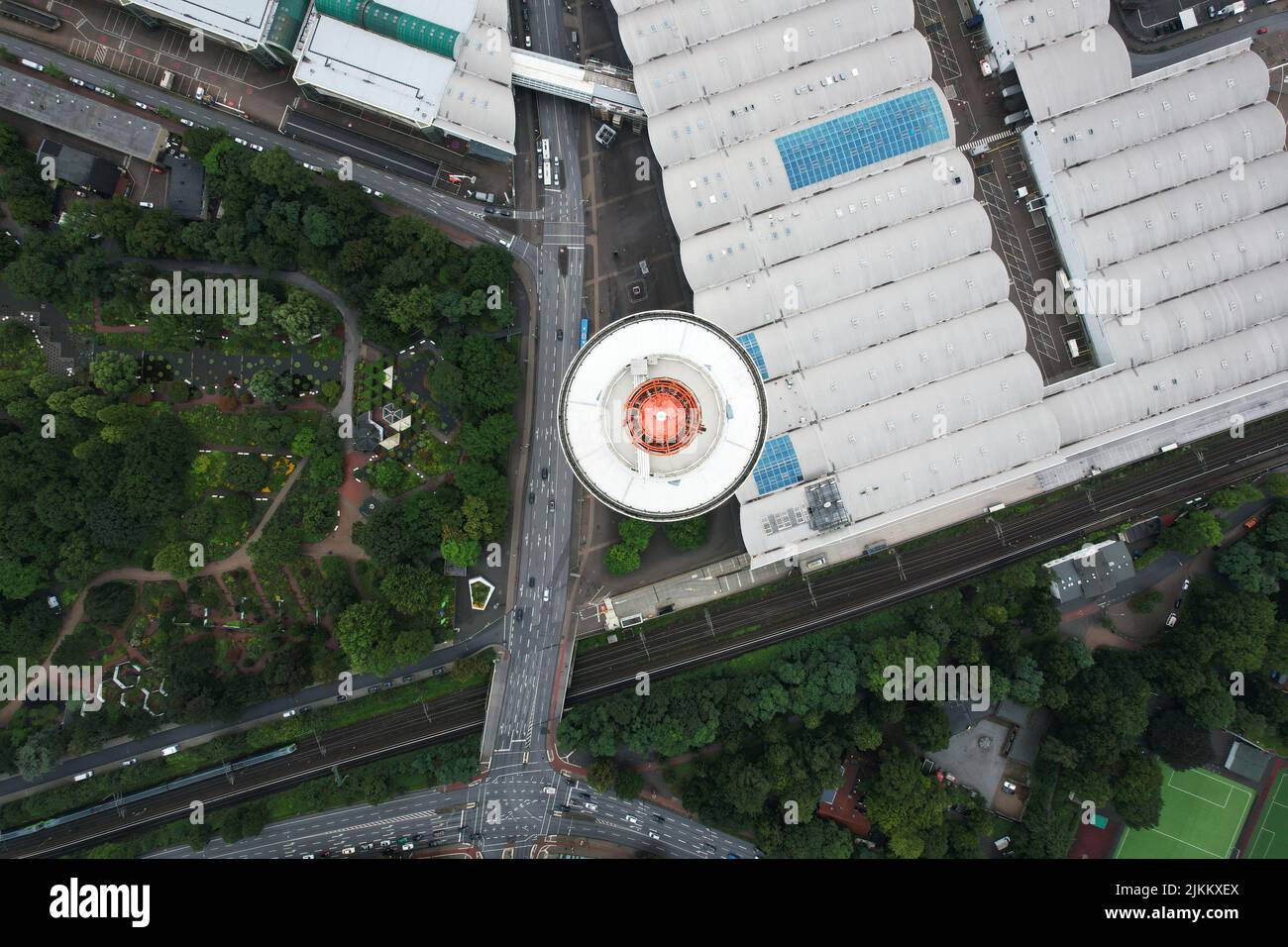 An aerial top view of the TV Tower in Hamburg, Germany Stock Photo - Alamy