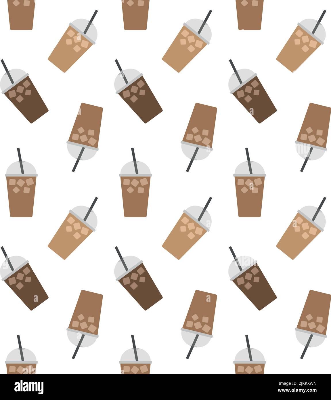 Vector seamless pattern of different flat iced coffee isolated on white ...