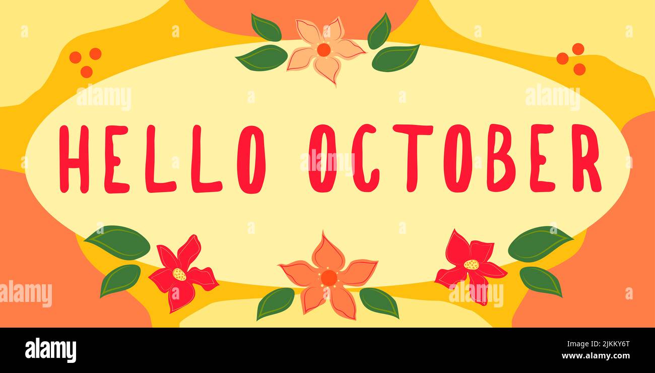 Hand writing sign Hello October. Business approach Last Quarter Tenth ...