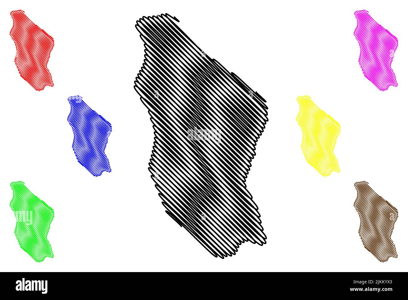 Padang island (Republic of Indonesia) map vector illustration, scribble ...