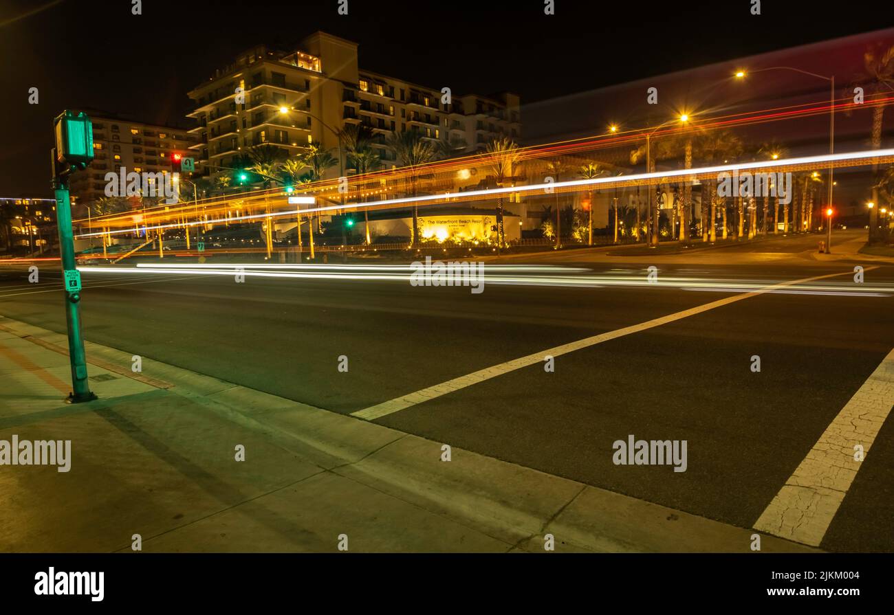 A beautiful Street view at Night with Long Exposure of the buildings ...