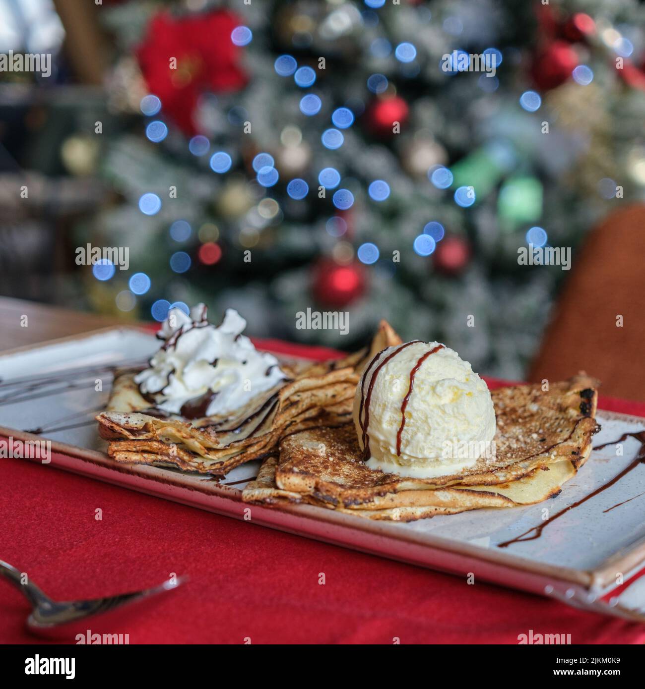 A closeup shot of a morning dessert with ice cream Stock Photo - Alamy