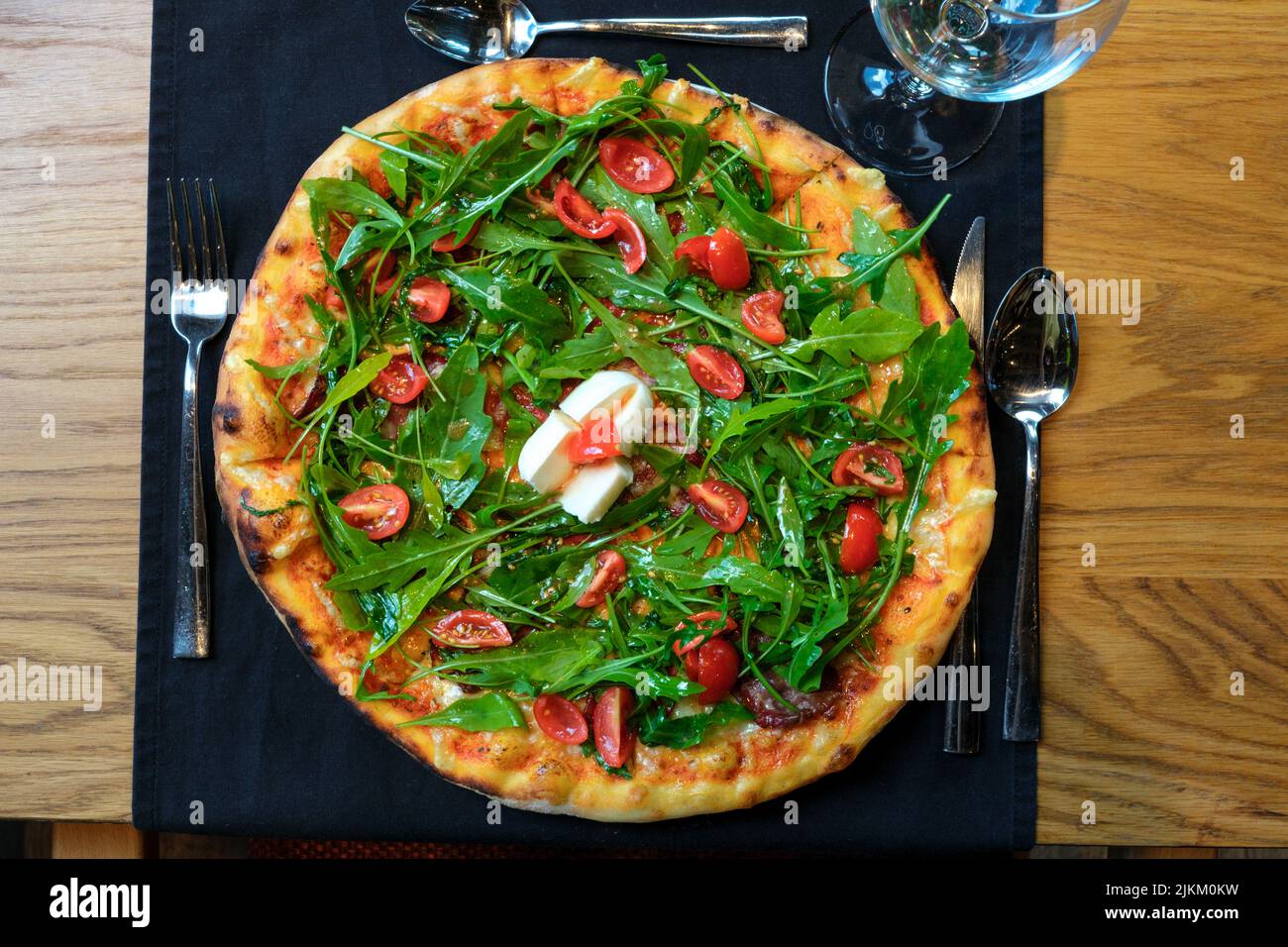 A top view shot of pizza in a restaurant Stock Photo - Alamy