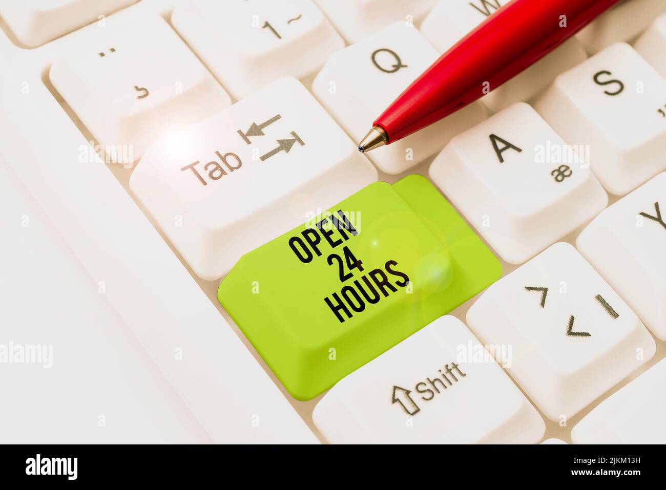 Hand writing sign Open 24 Hours. Word Written on Working all day ...