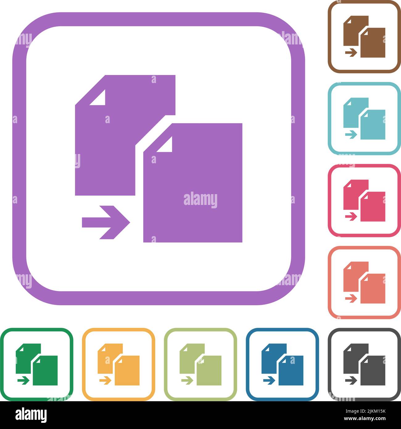 Copy document solid simple icons in color rounded square frames on white background Stock Vector ...