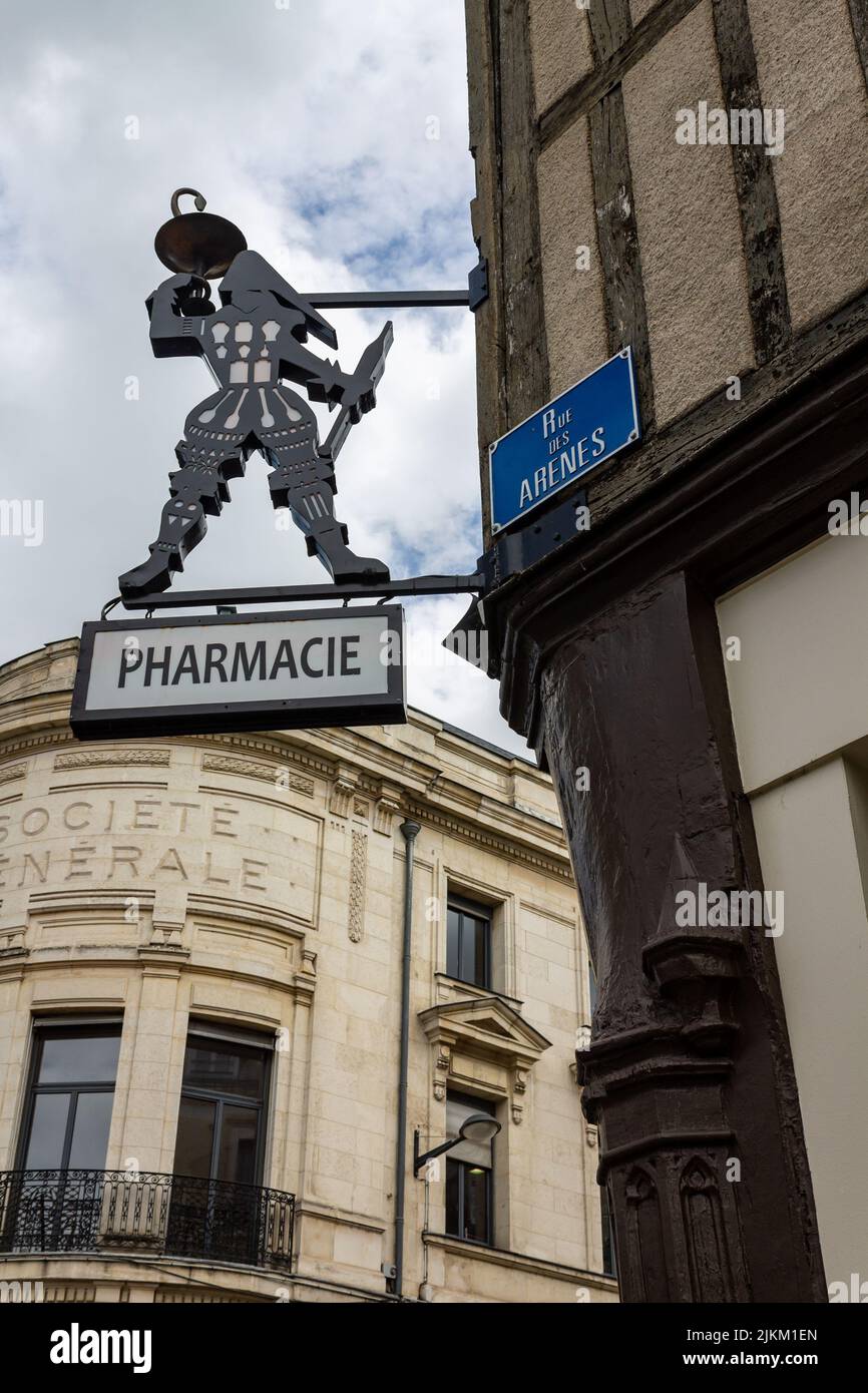Street signs in historical Bourges, France, Europe Stock Photo - Alamy