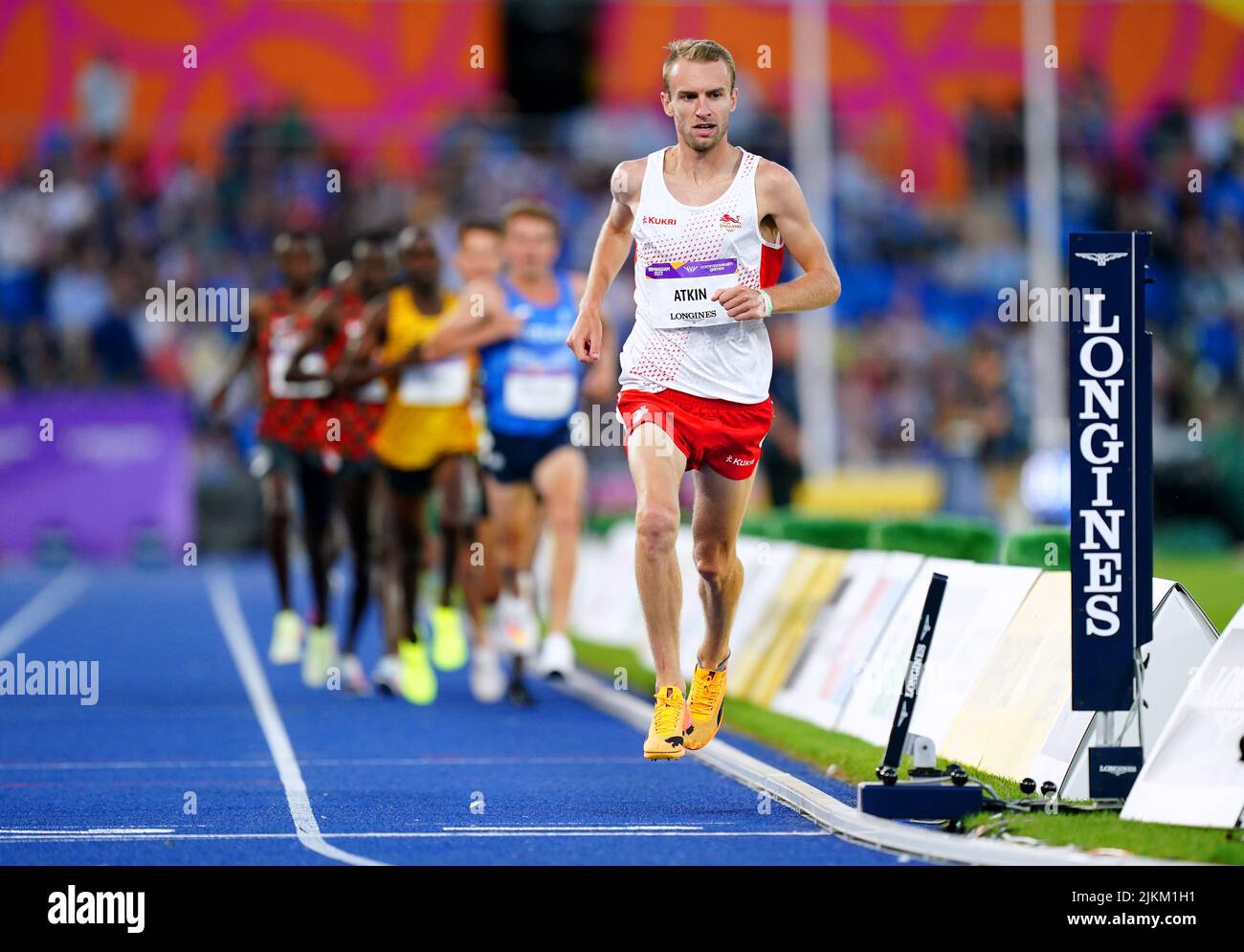 England's Sam Atkin leads during the Men's 10,000m Final at Alexander ...