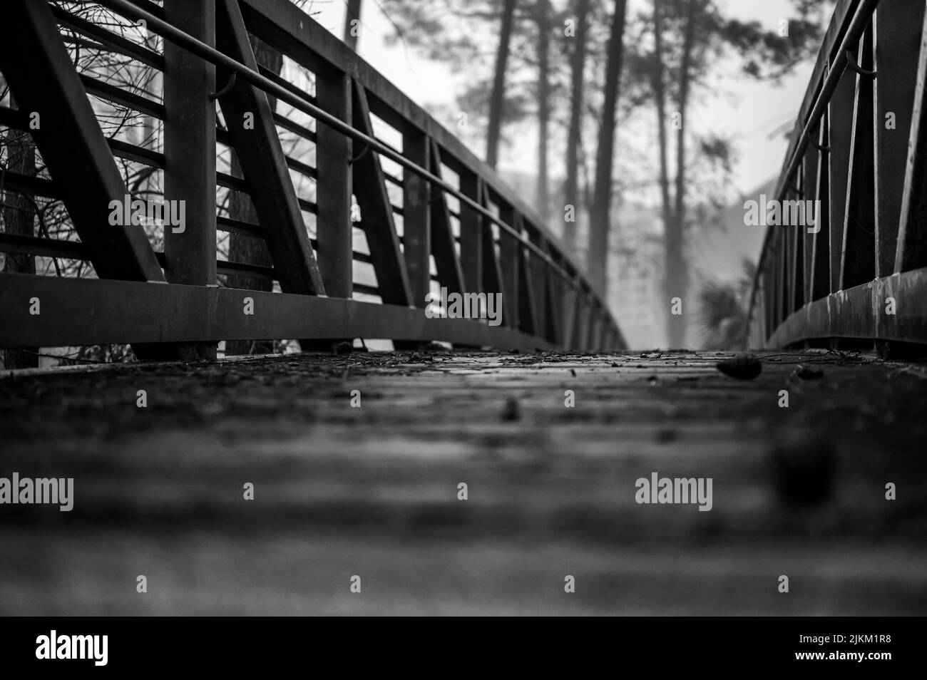 Construction wooden bridge building Black and White Stock Photos ...