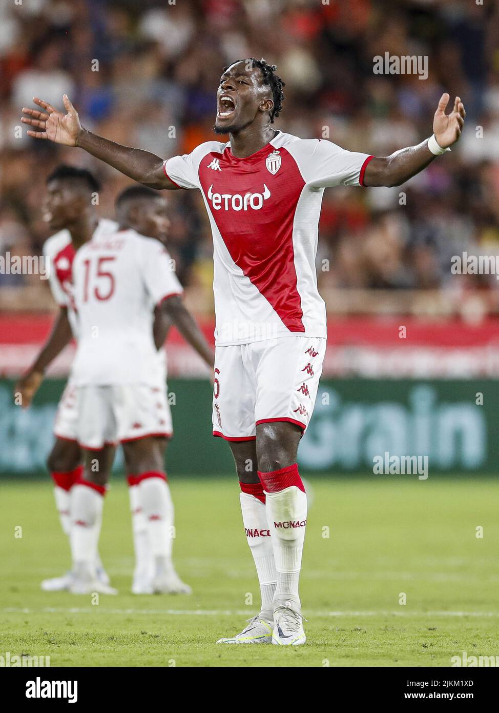 MONACO - Alex Disasi of AS Monaco celebrates the 1-1 draw during the ...
