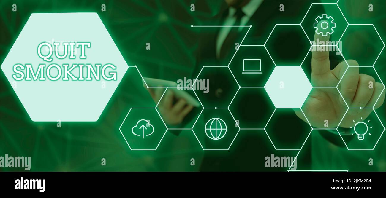 Conceptual caption Quit Smoking. Concept meaning Discontinuing or ...