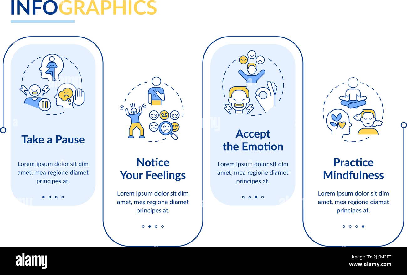 Emotional regulation skills blue rectangle infographic template Stock ...