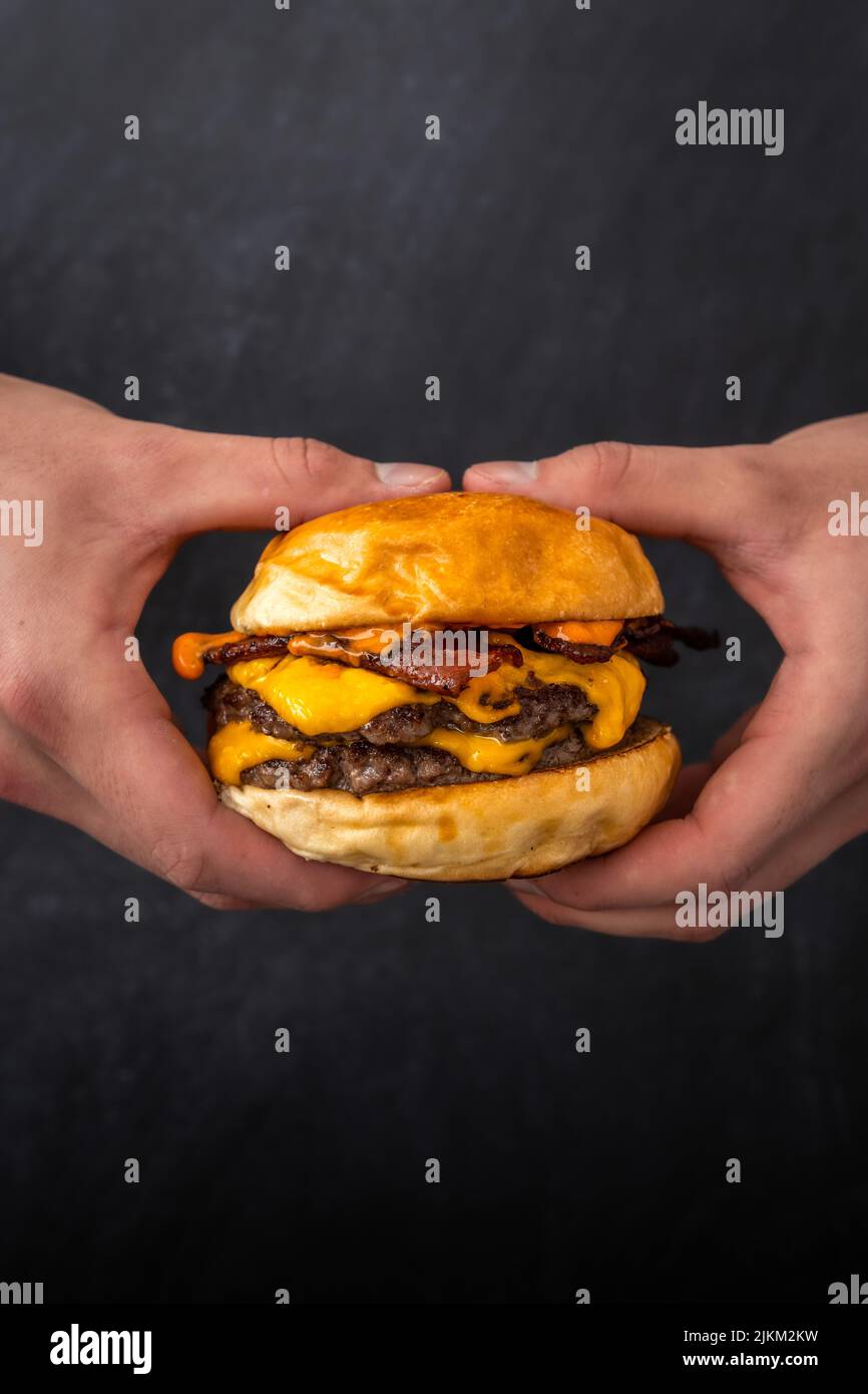 Triple cheeseburger hi-res stock photography and images - Alamy