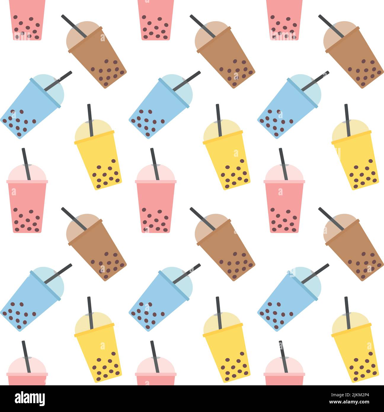 Vector seamless pattern of different flat bobble boba tea isolated on ...
