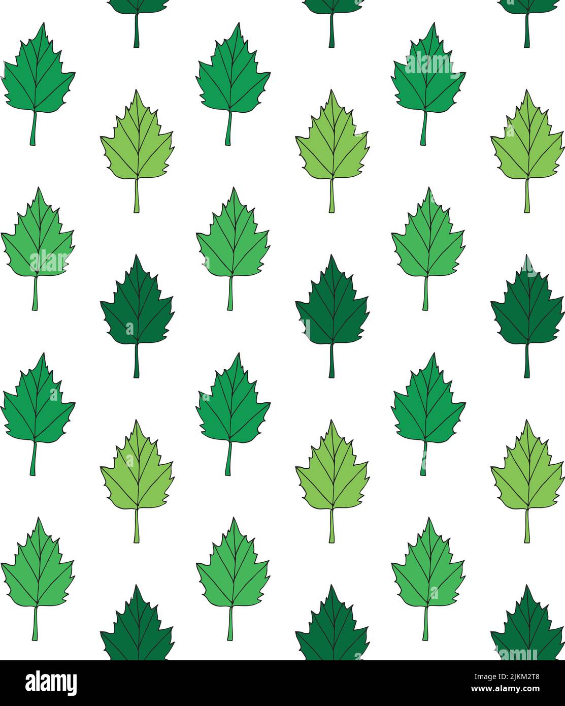 Vector seamless pattern of hand drawn sketch doodle leaves isolated on ...