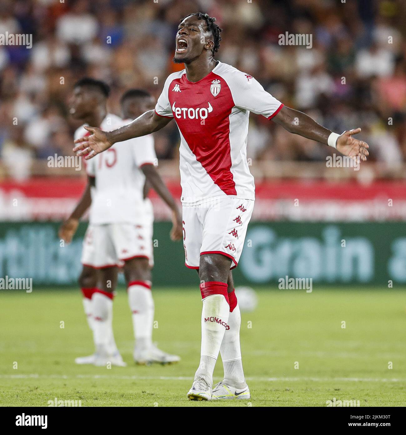 MONACO - Axel Disasi of AS Monaco celebrates the 1-1 draw during the ...