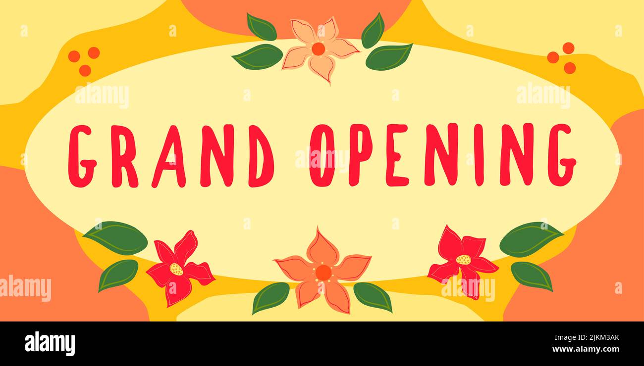 Conceptual display Grand Opening. Word Written on Ribbon Cutting New Business First Official Day ...