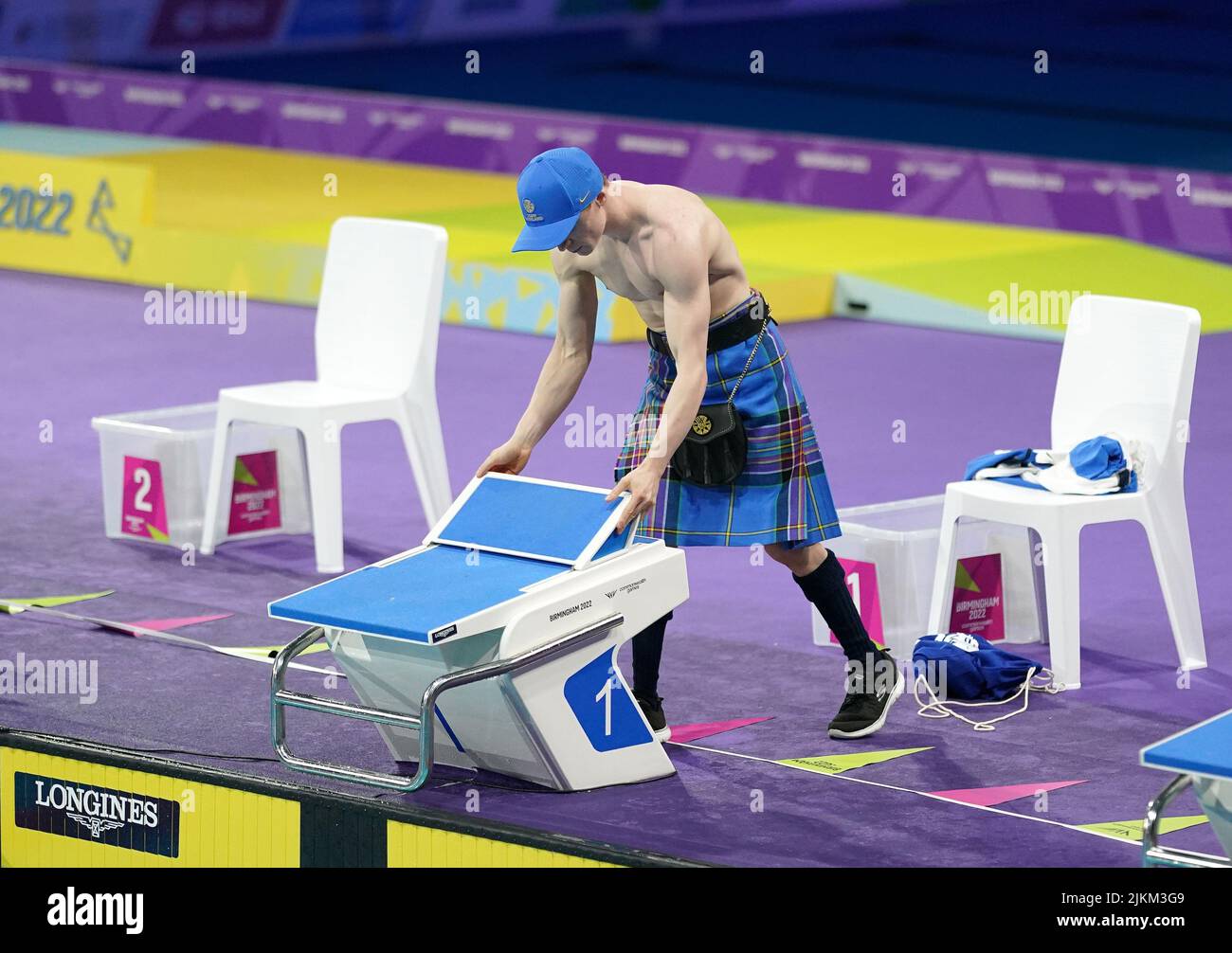Northern Ireland's Barry McClements in a kilt before the Men's 100m ...