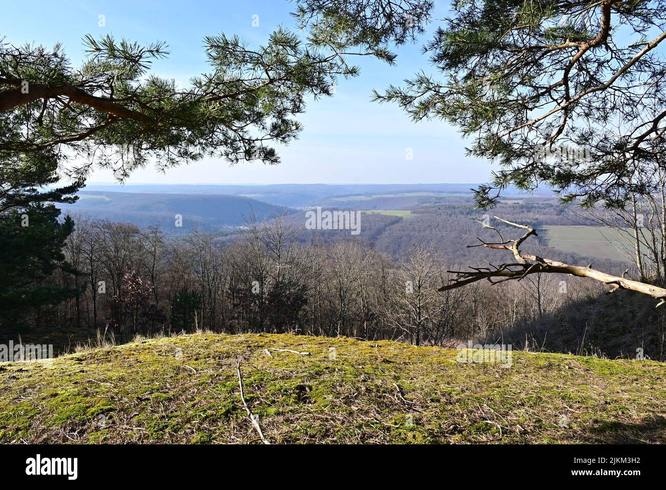 A beautiful view of a mountainous landscape with Sodenberg volcano and ...