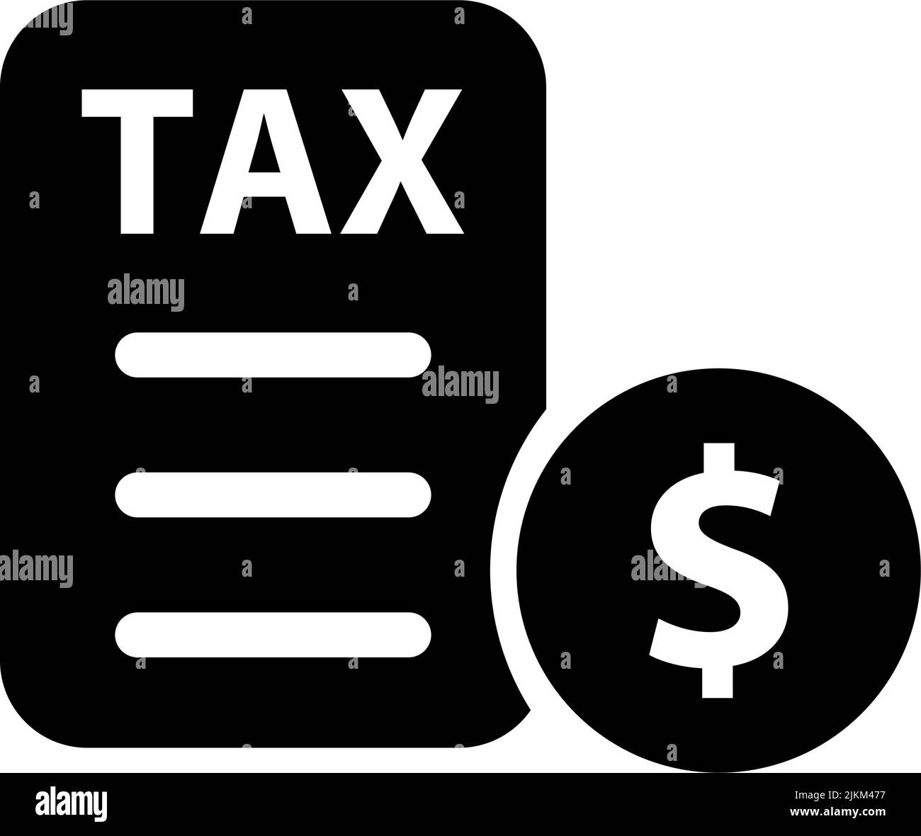 Tax document and dollar coin silhouette icon. Editable vector Stock ...
