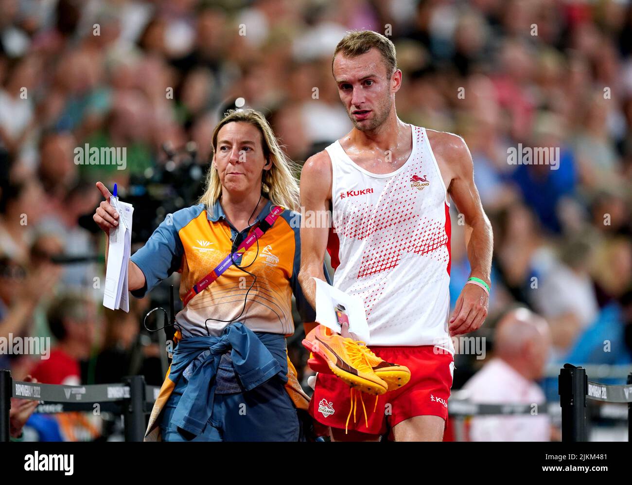 England's Sam Atkin after pulling up in the Men's 10,000m Final at ...
