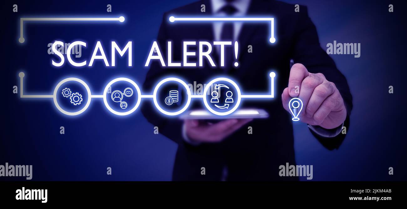 Sign displaying Scam Alert. Business overview warning someone about ...