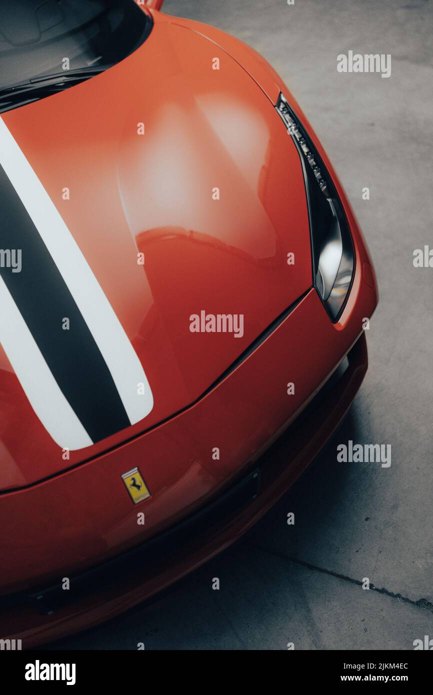 a vertical shot of beautiful front of a Ferrari 488 GTB Stock Photo - Alamy