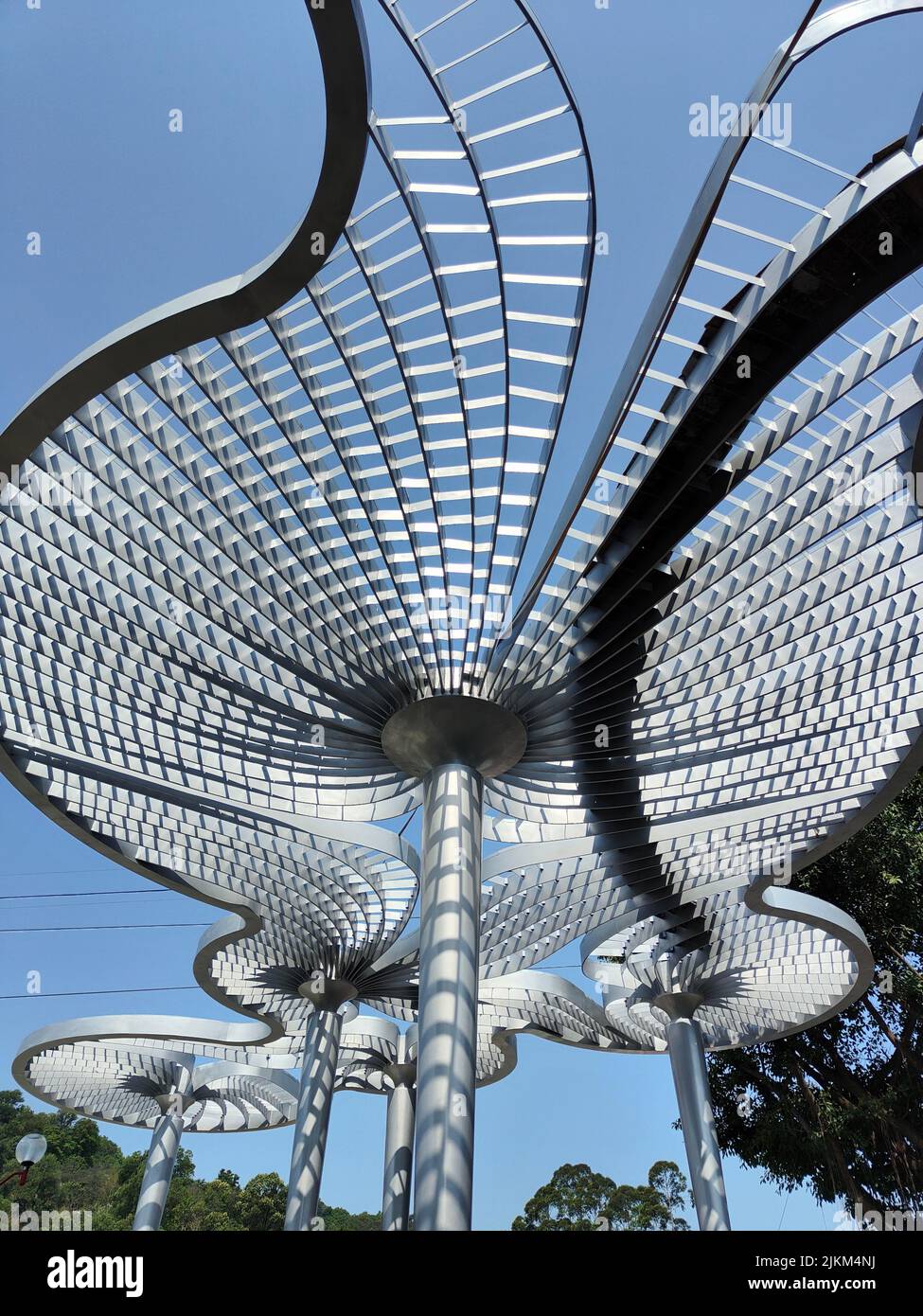 A vertical shot of metal structures at the Guangzhou Baiyun Mountain in ...