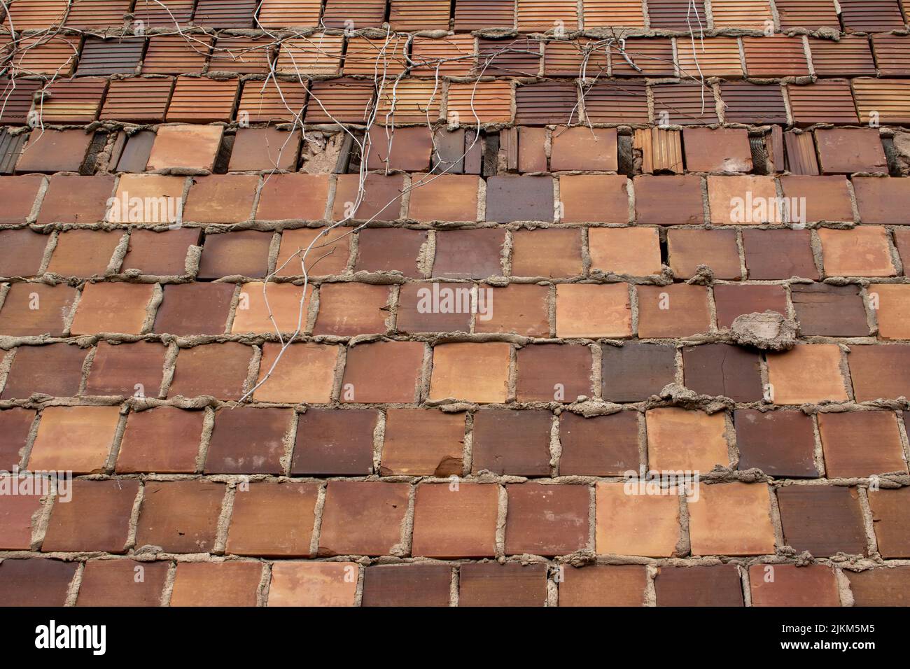 Full frame a texture background of an antique multicolor brown clay ...