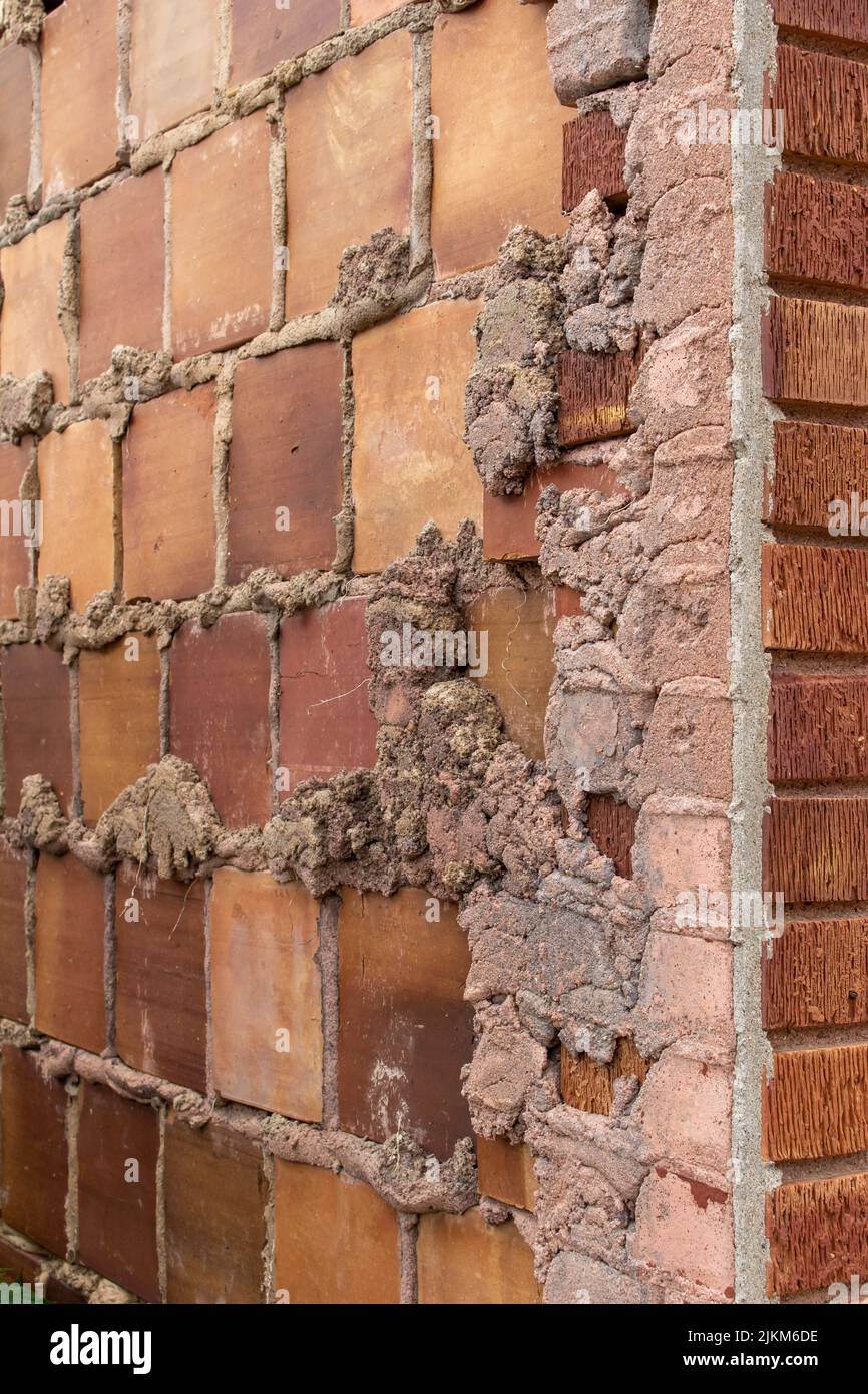 Full frame a texture background of an antique multicolor brown clay ...