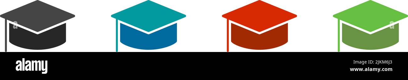 Colorful graduation cap icon set. Graduation mark. Editable vector ...
