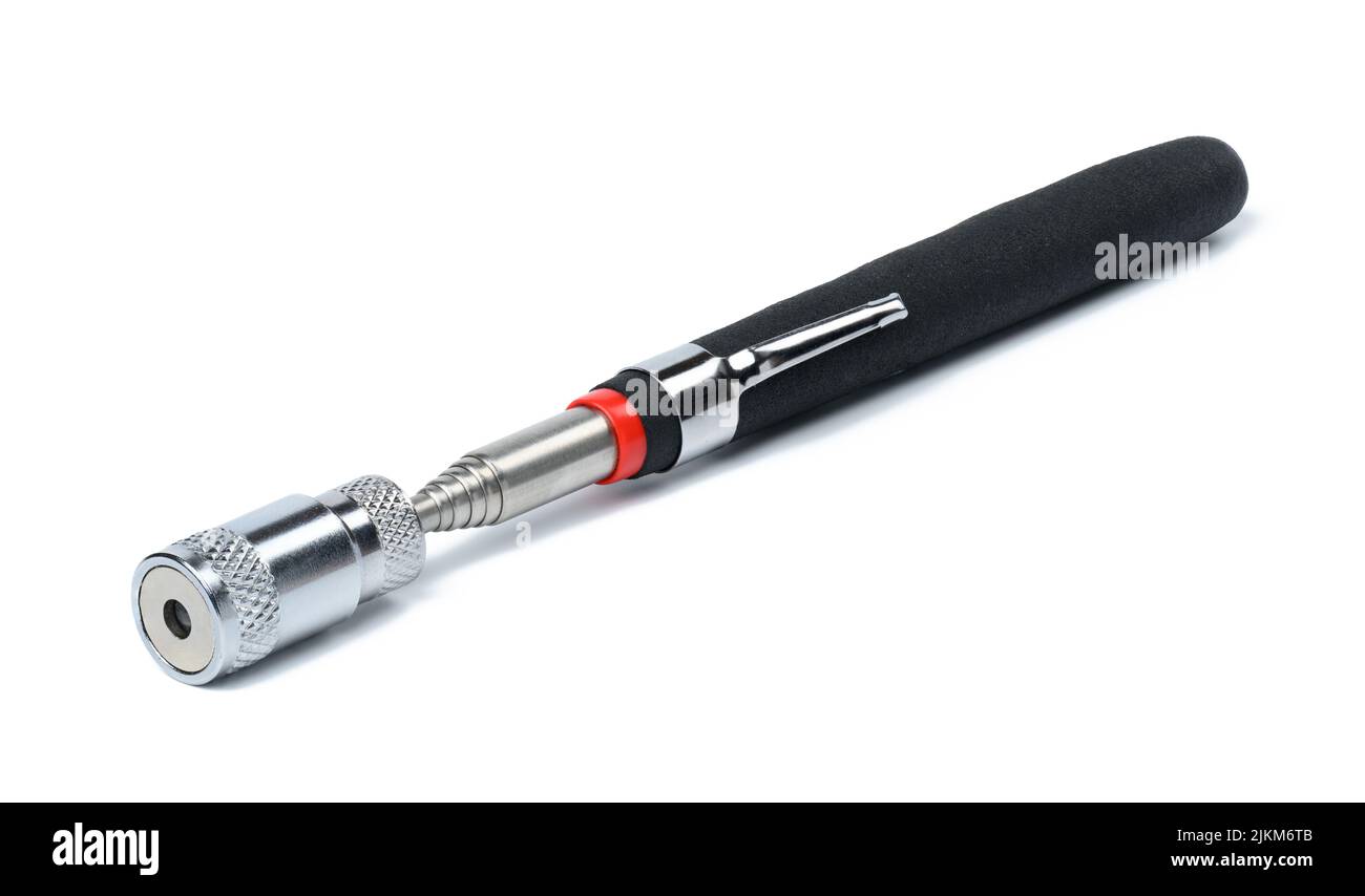 Magnet with telescopic tube and flashlight isolated on white background ...