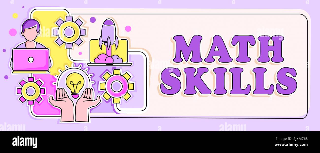 Hand writing sign Math Skills. Business concept starting to learn how ...