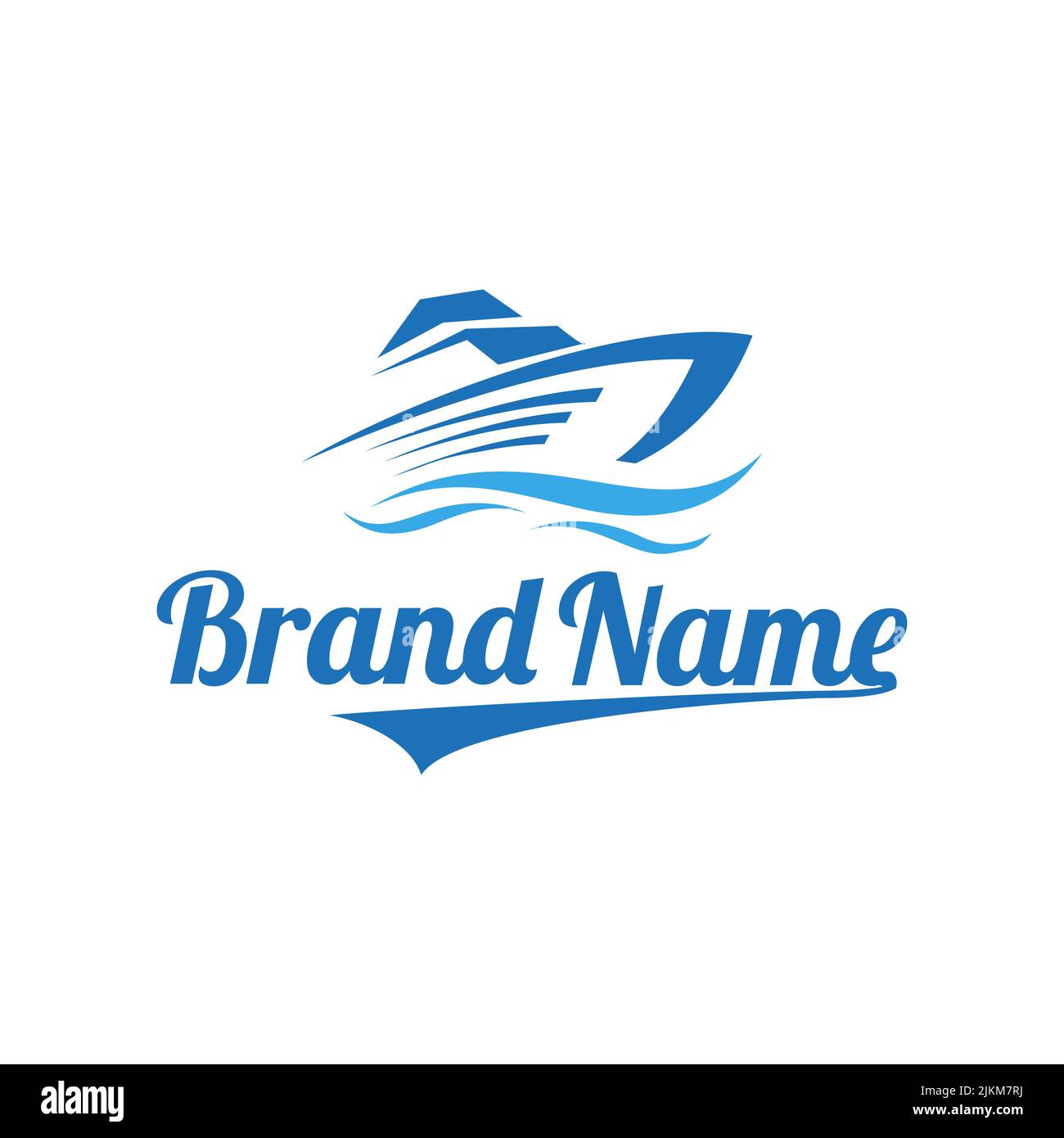 Creative Blue Yacht Boat Logo Design Vector Symbol Illustration Stock ...