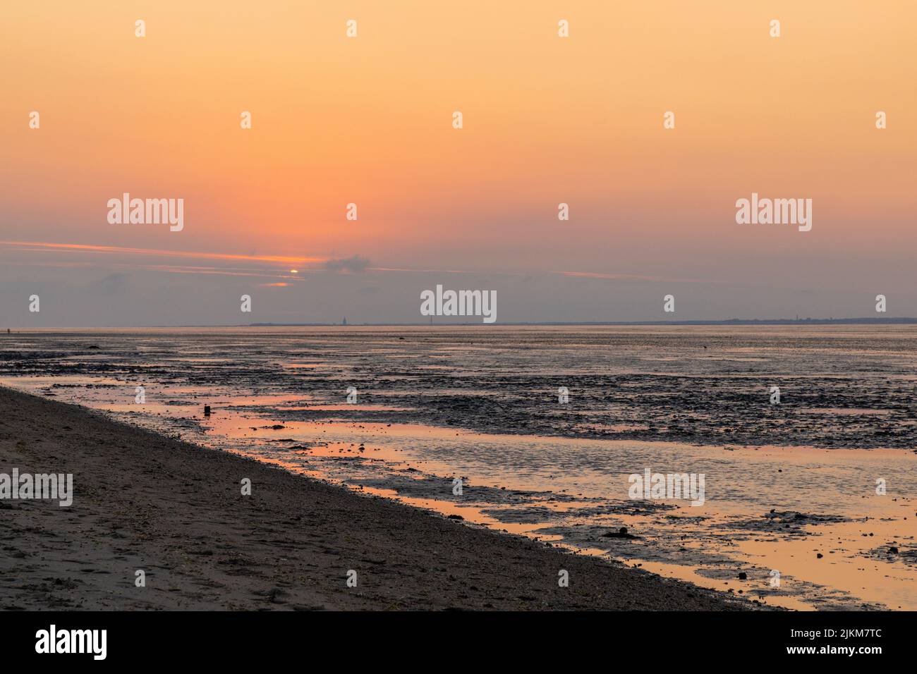 north sea sunset with beach Stock Photo - Alamy