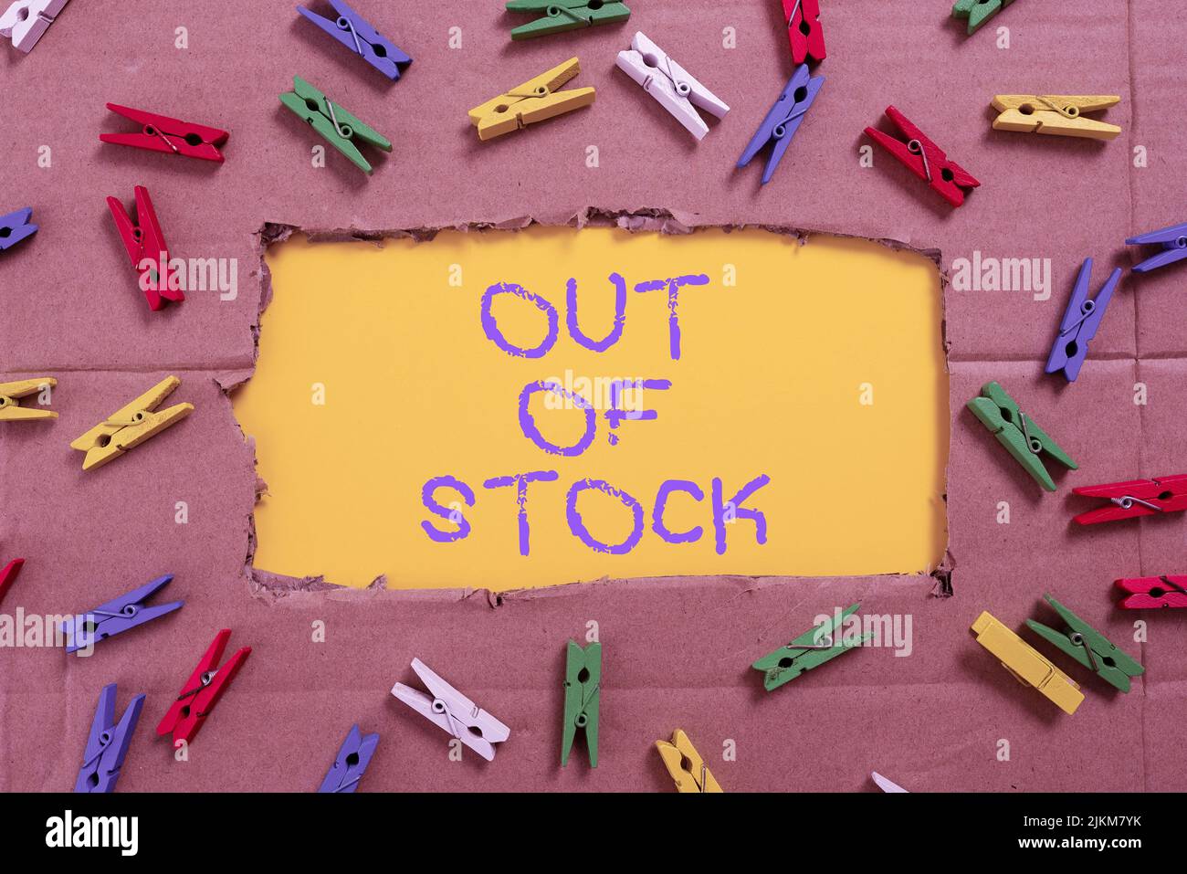 Hand writing sign Out Of Stock. Conceptual photo Not available anymore ...