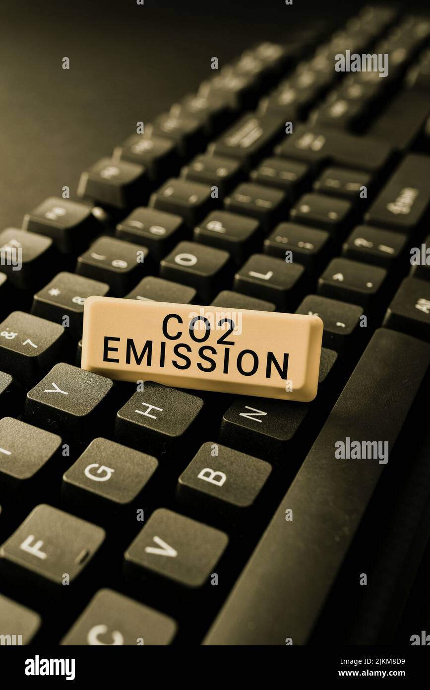 Writing displaying text Co2 Emission. Business showcase Releasing of ...