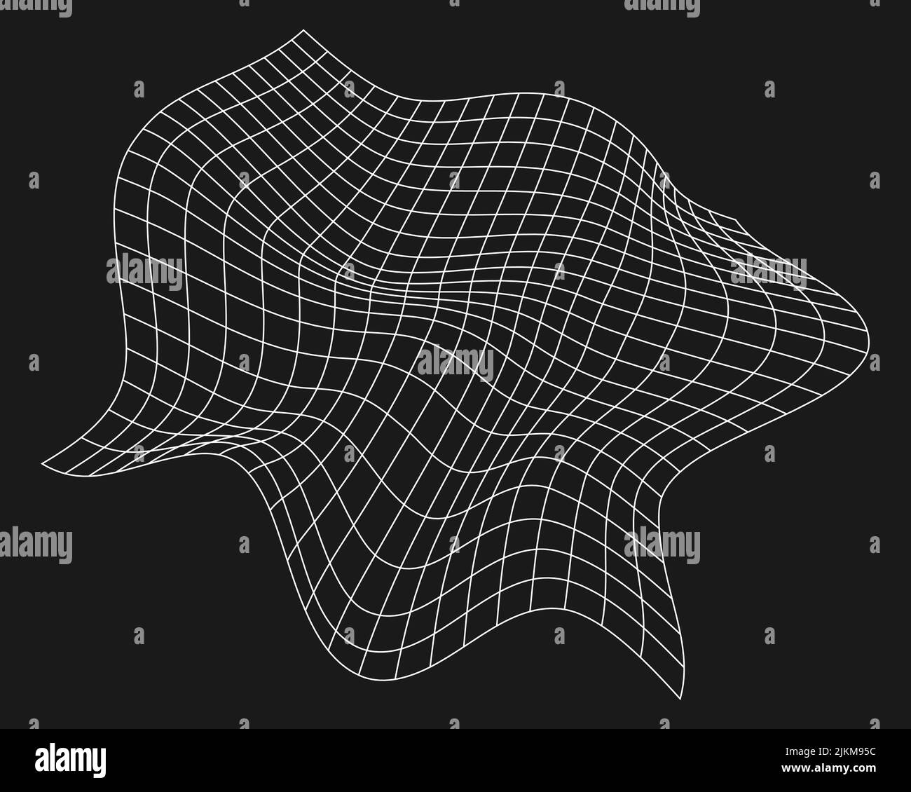 Cyber distorted grid, retro punk design element. Wireframe wave ...