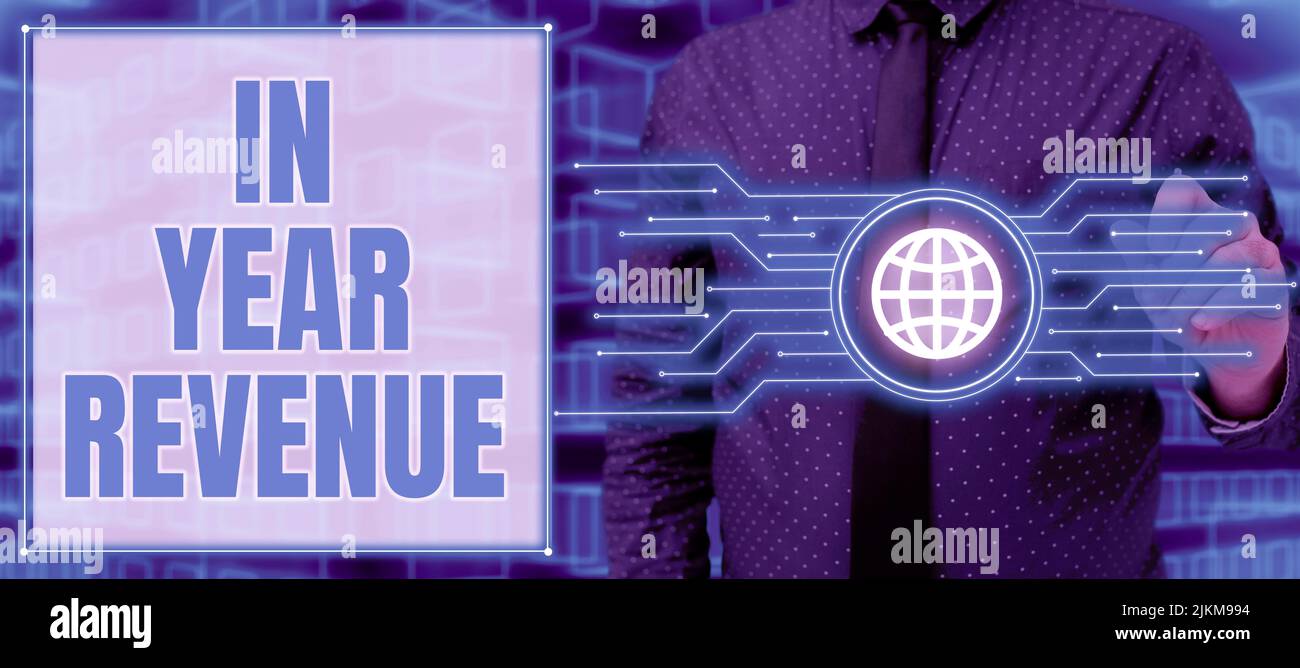 Hand writing sign In Year Revenue. Business approach Annual business ...