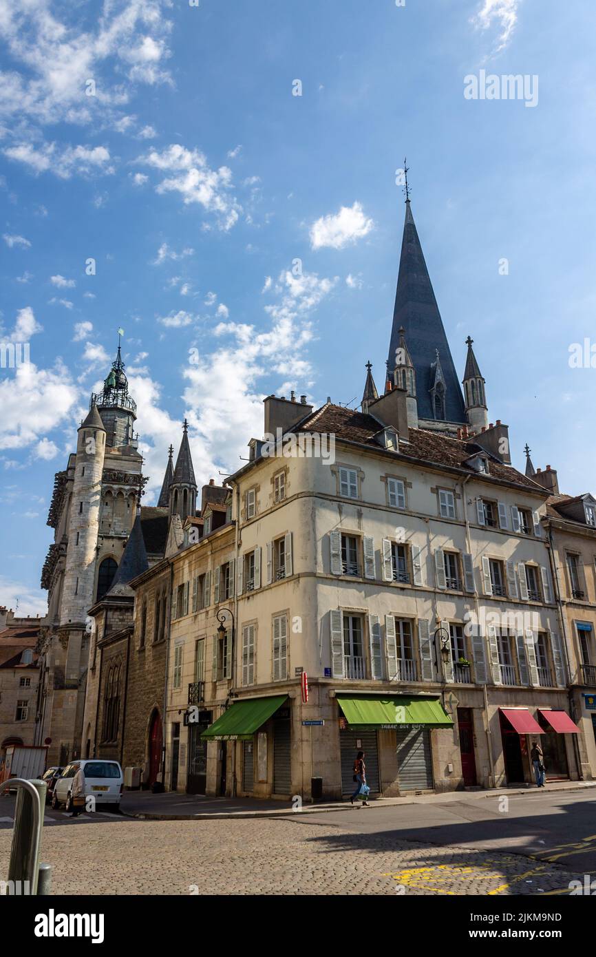 A vertical shot of the historical buildings in downtown Dijon, France ...