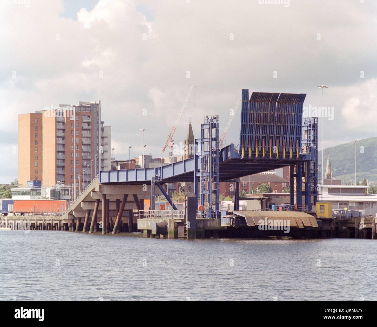 Belfast, UK - 4 July 2022: The landing bridge for ferry loading and ...