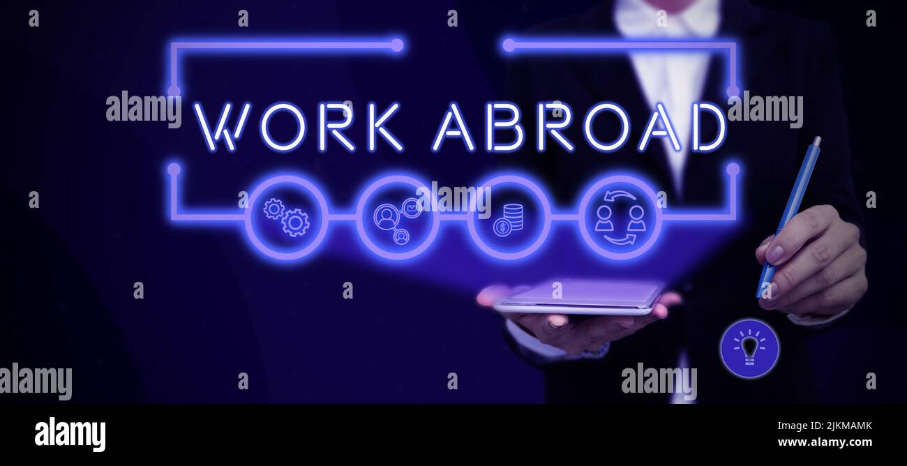 Sign displaying Work Abroad. Internet Concept Immersed in a foreign ...
