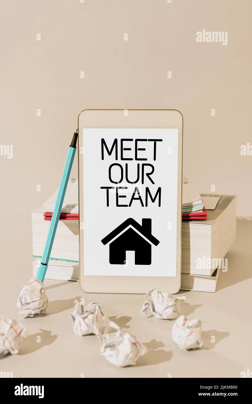 Text showing inspiration Meet Our Team. Conceptual photo Presentation ...