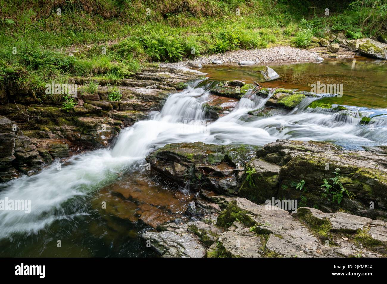 Long exposure of the Watersmeet Bridge waterfall on the East Lyn river ...
