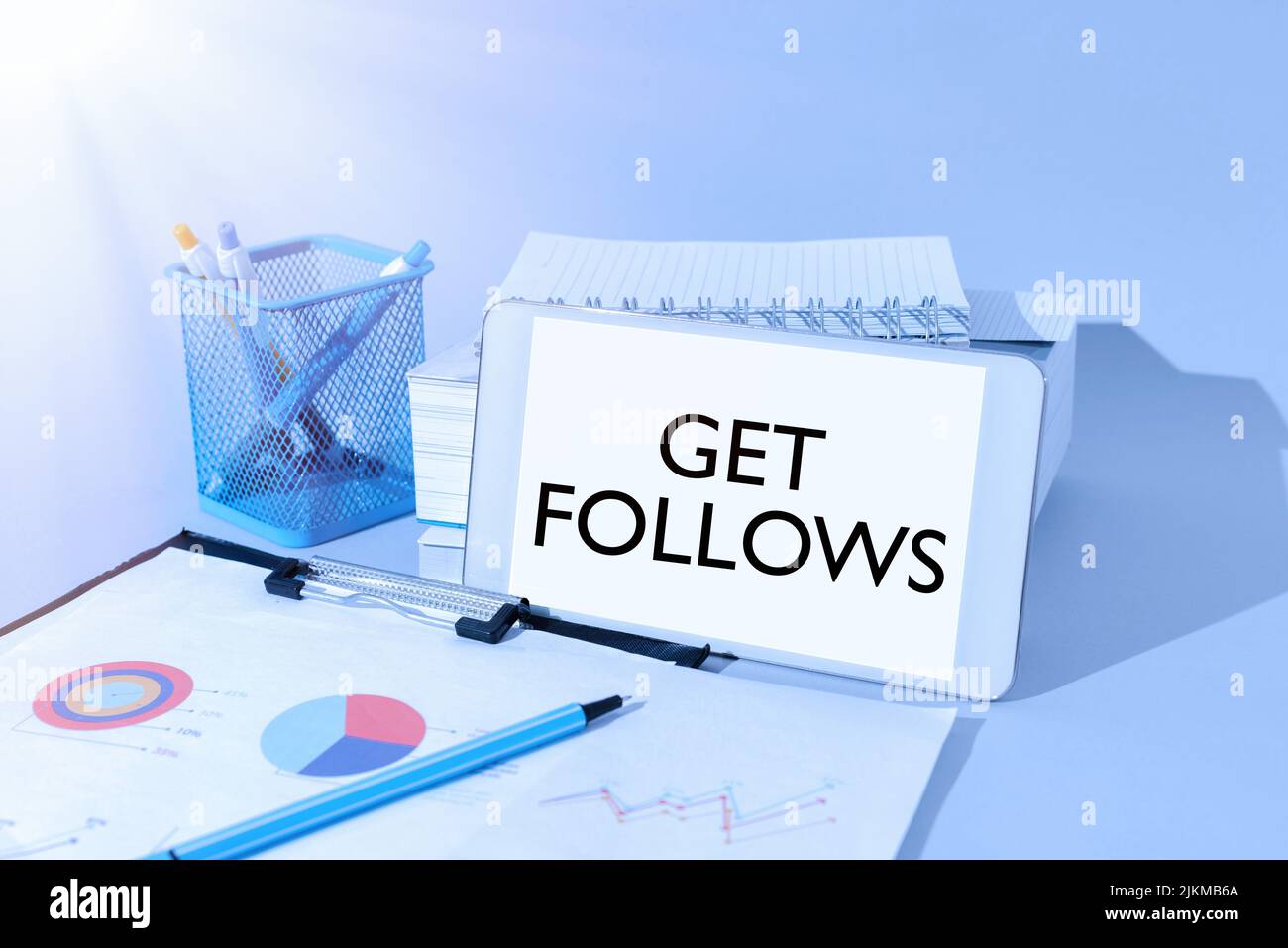 Text caption presenting Get Follows. Business idea person who imitates ...